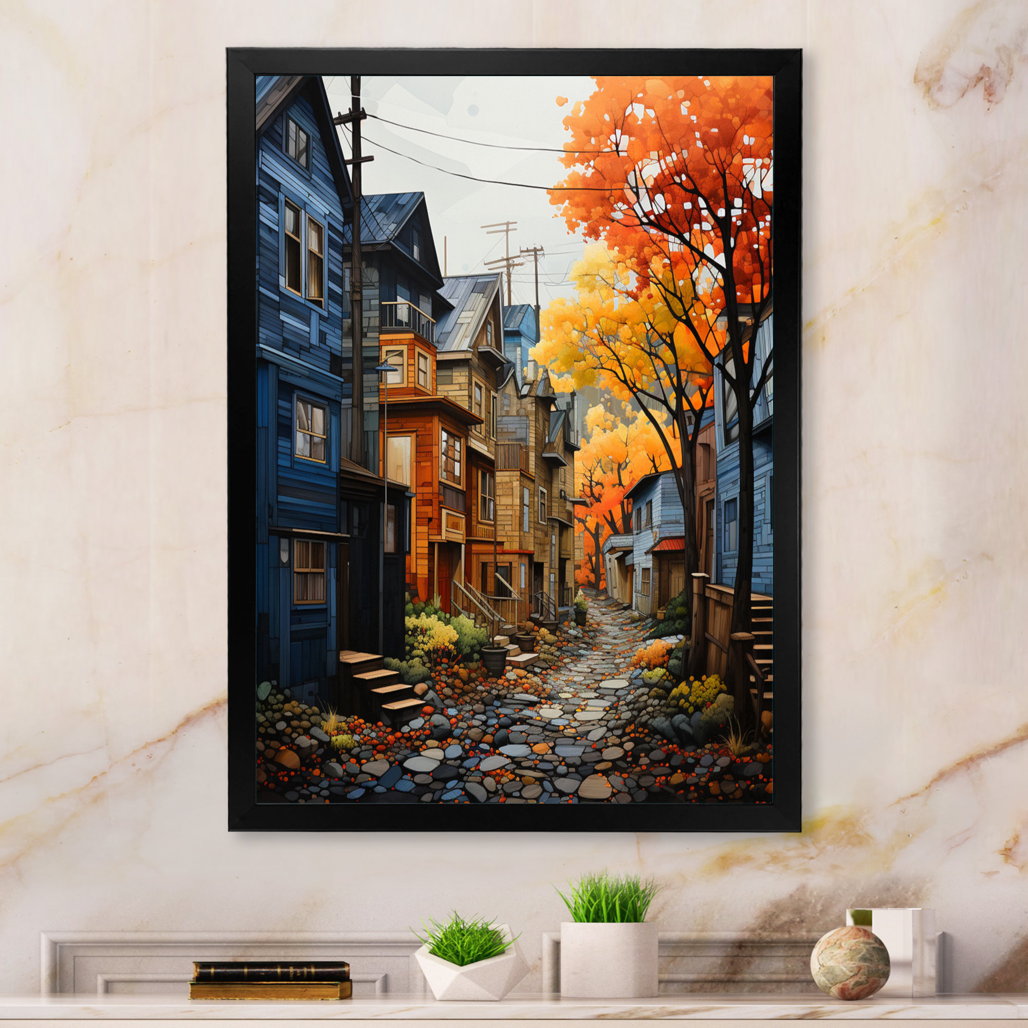 Red Barrel Studio® Palina Cityscape Alleyway Patchwork V Framed On ...