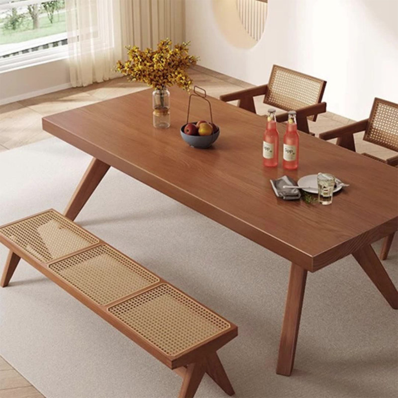 Waagy Modern rectangular solid wood dining table set | Wayfair