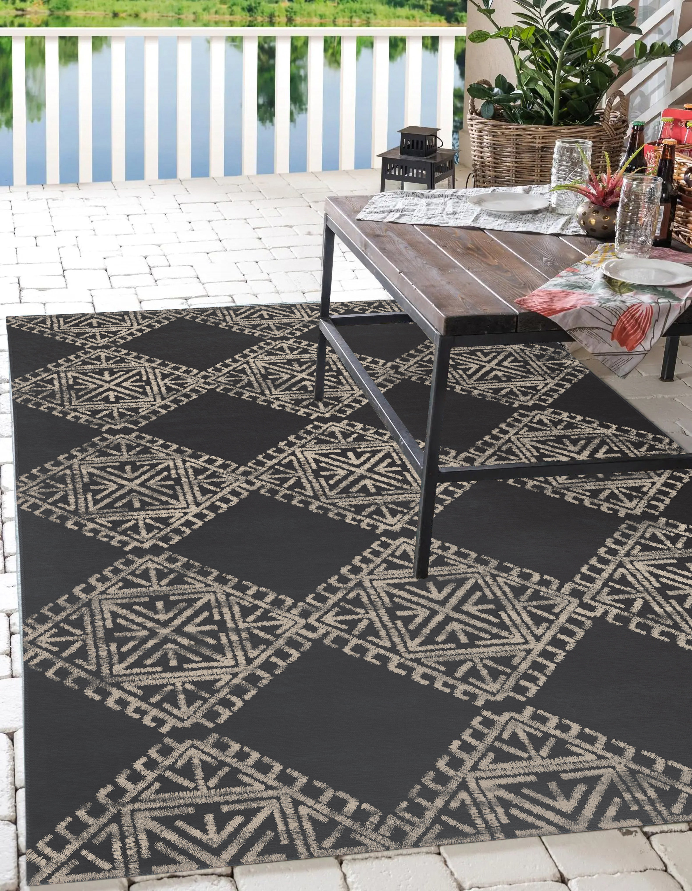 Union Rustic ESTHER CHARCOAL Outdoor Rug By Union Rustic - Wayfair Canada