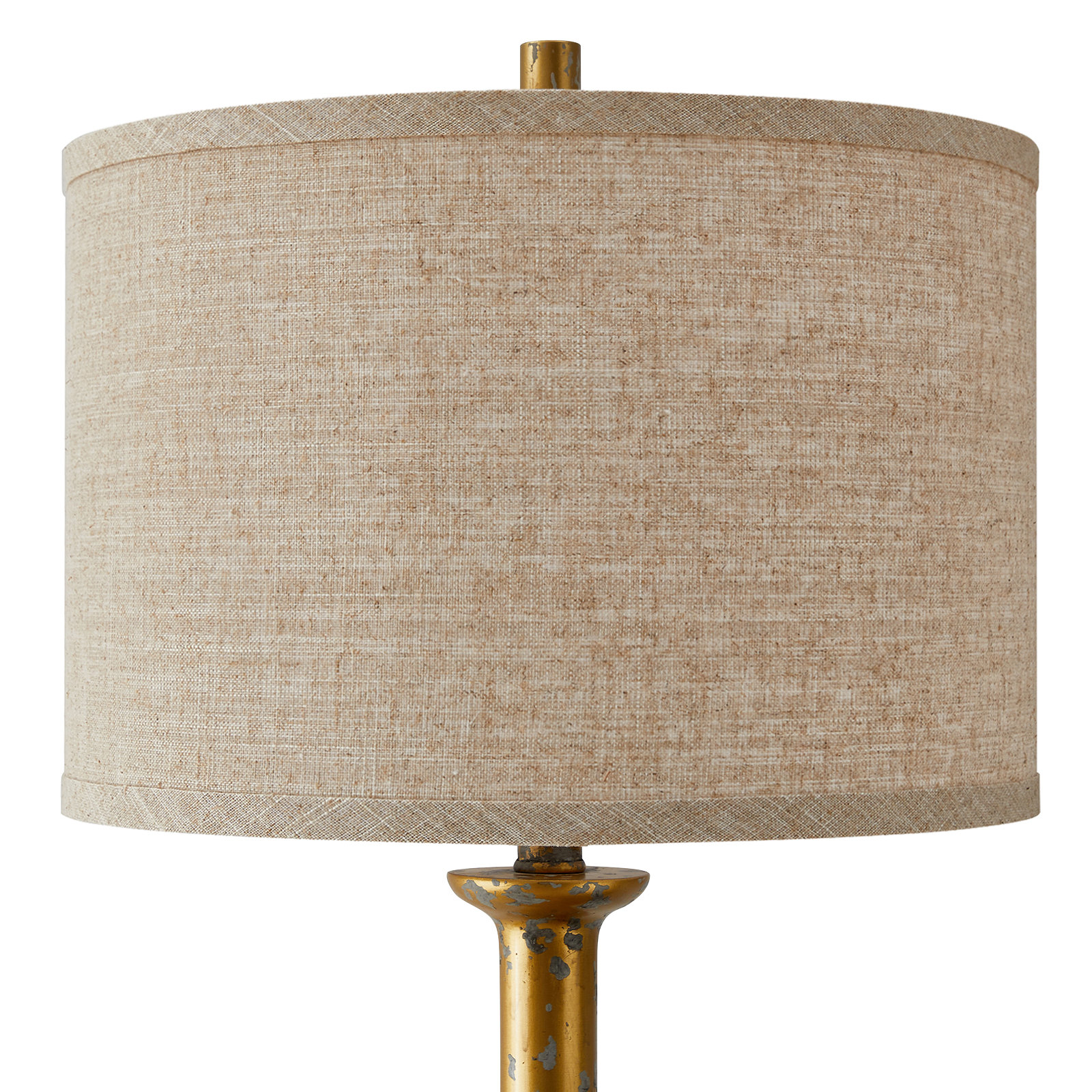 Mercer41 Vintage Distressed Gold Jarrow With Linen Shade, 35.5" Tall ...