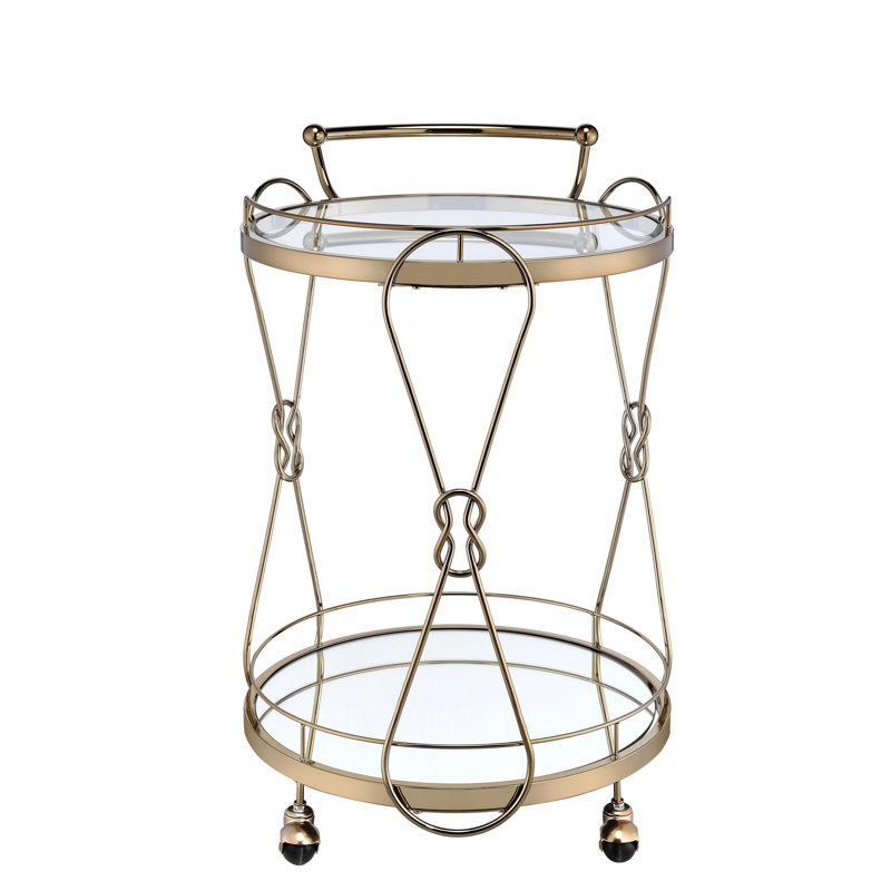 Everly Quinn Champagne Finish Serving Cart | Wayfair