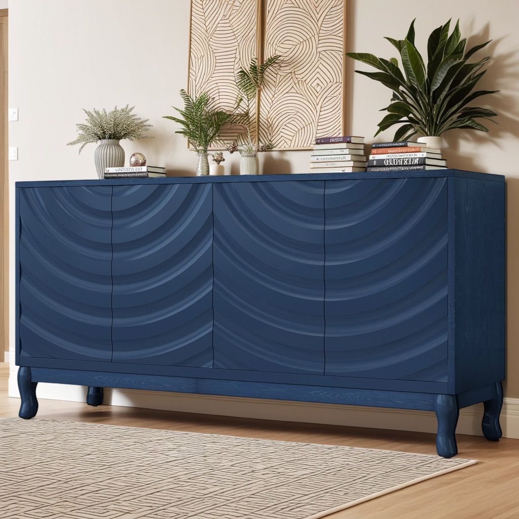 Winston Porter Arched Groove Design 59" Sideboard Buffet Table with ...