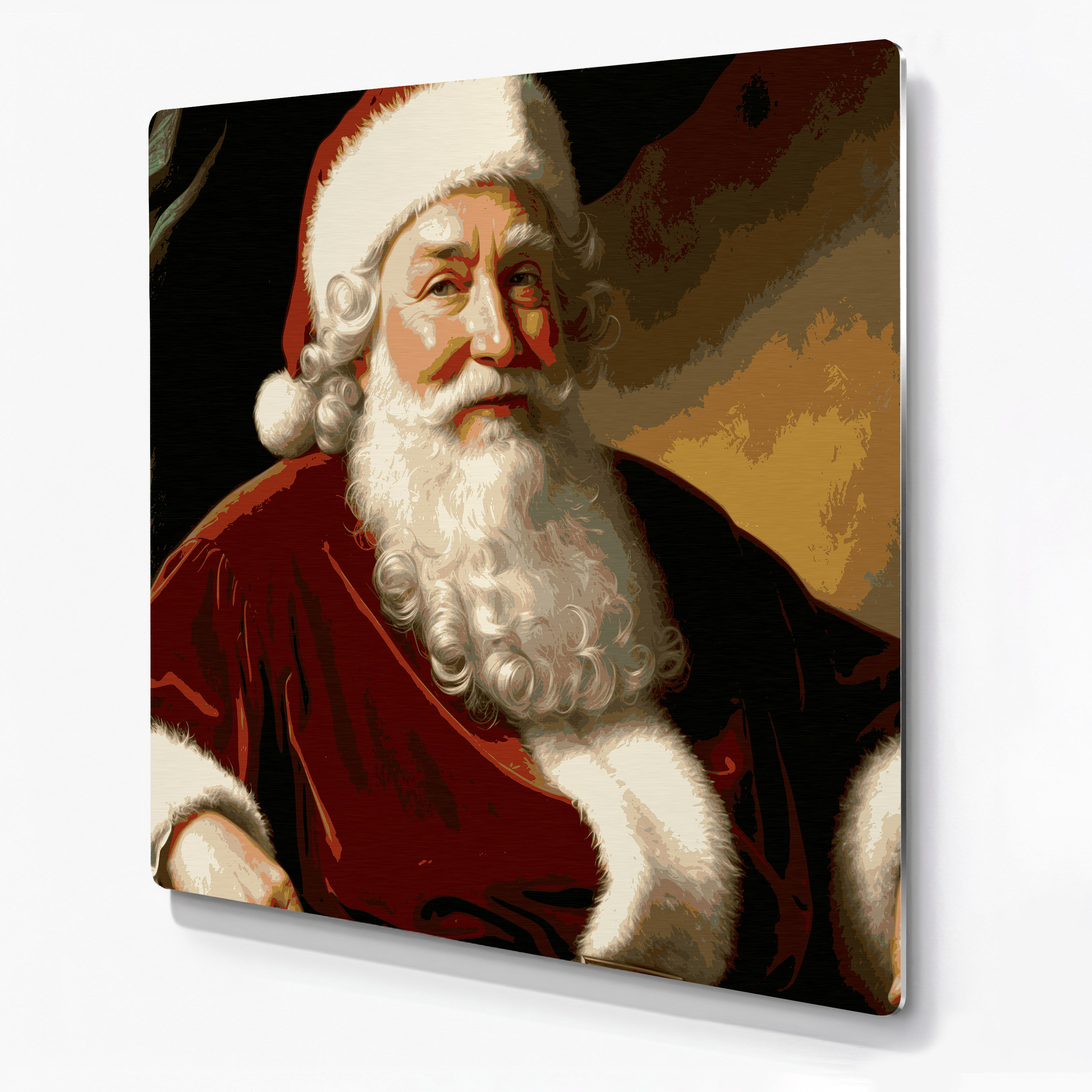 Latitude Run® Christmas Santa Claus Portraits Red Metal Wall Art | Wayfair