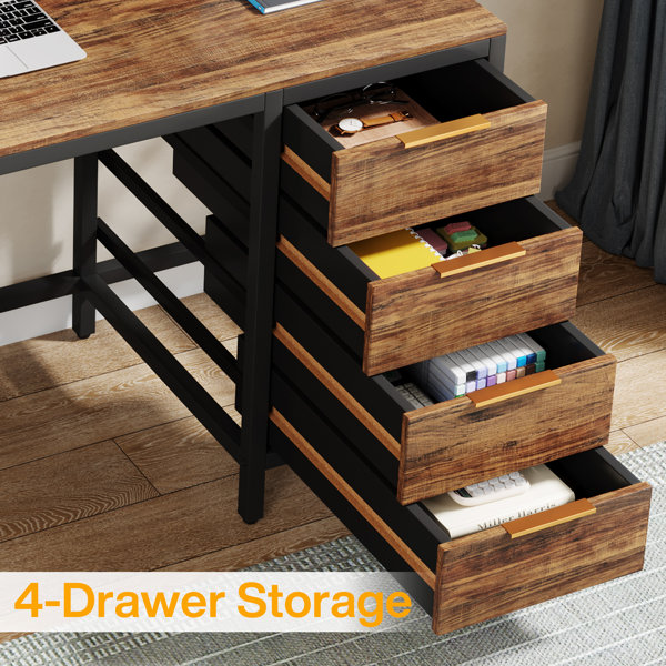 17 Stories 47.24'' W Rectangle Computer Desk with Hutch | Wayfair