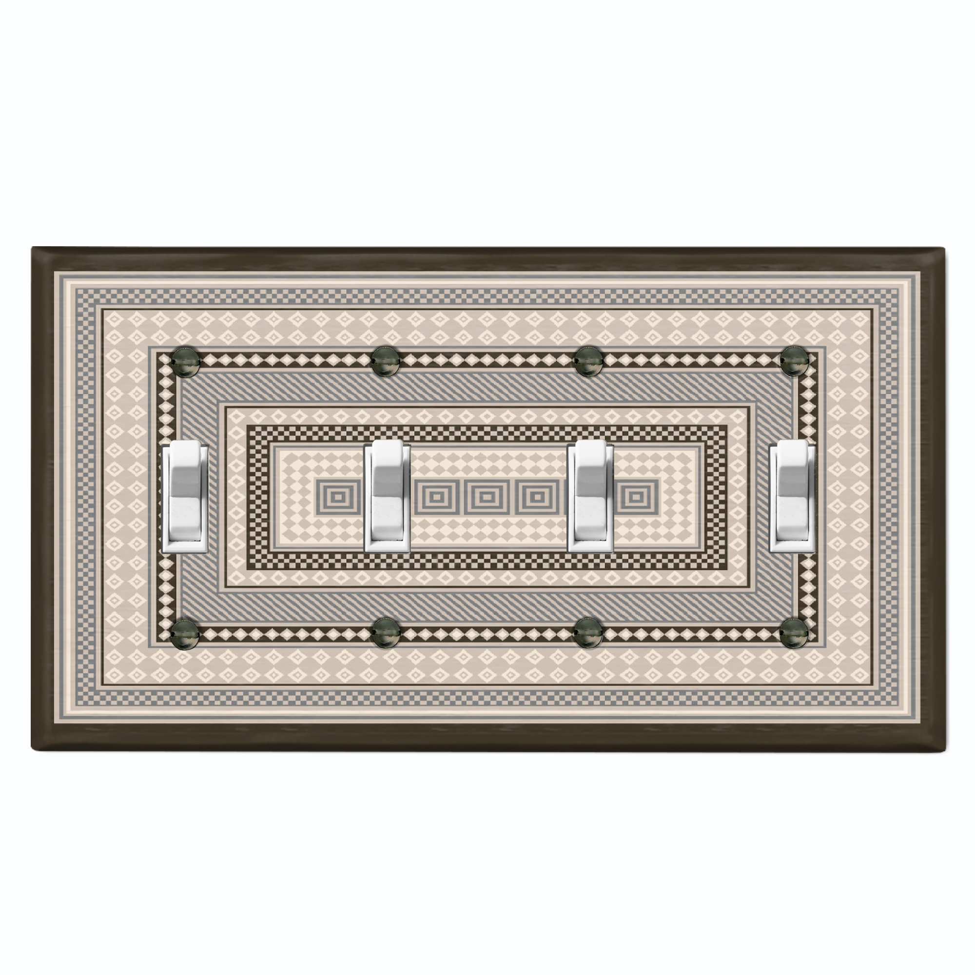 WorldAcc Metal Light Switch Plate Outlet Cover (Geometric Pattern Gray ...
