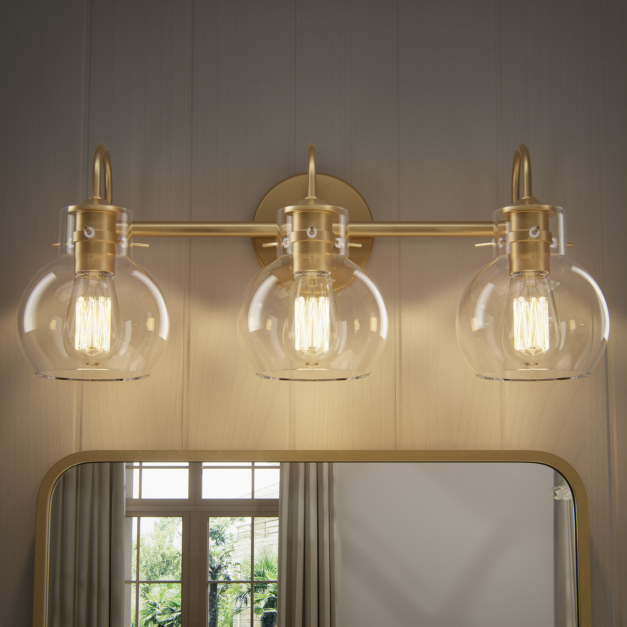 Everly Quinn Zeline Light Dimmable Bathroom Vanity Lights with Clear ...