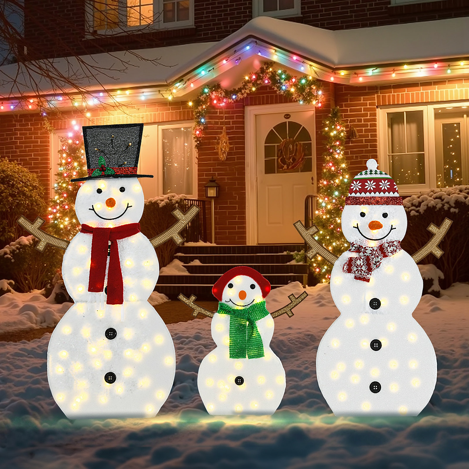 EASYBUYCHOICE 4FT 3PCS Snowman Family Set, 2D Large Outdoor Christmas ...