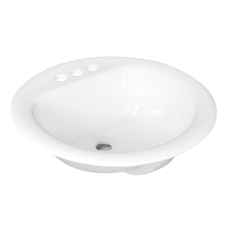 Prime-Line Lavatory Sink Porcelain 19 in. Round Self Rimming 4 in ...