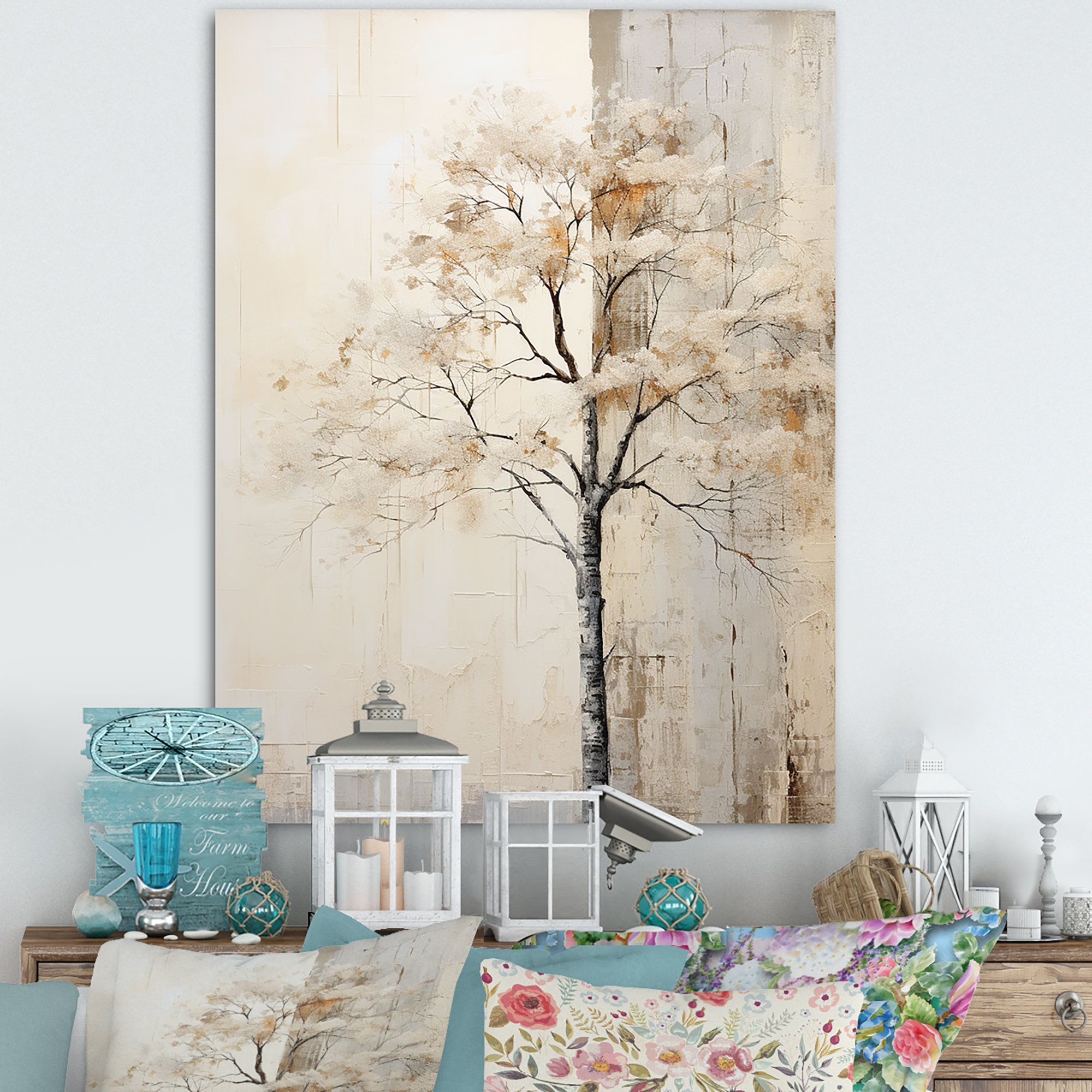 Winston Porter Beige Trees Oak Solitude - Tree Oak Canvas Art Print ...