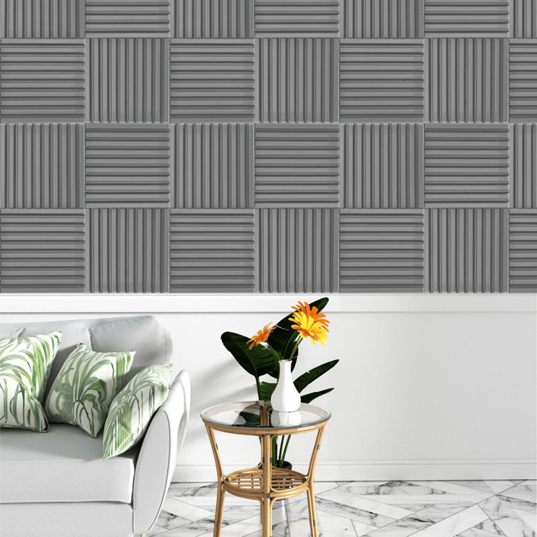 17 Stories 3D Wall Panels With Adhesive Included 19.6" 3D Fluted Line ...