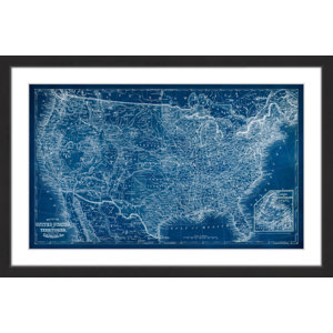 Marmont Hill 'US Map Blueprint' Framed Painting Print | Wayfair