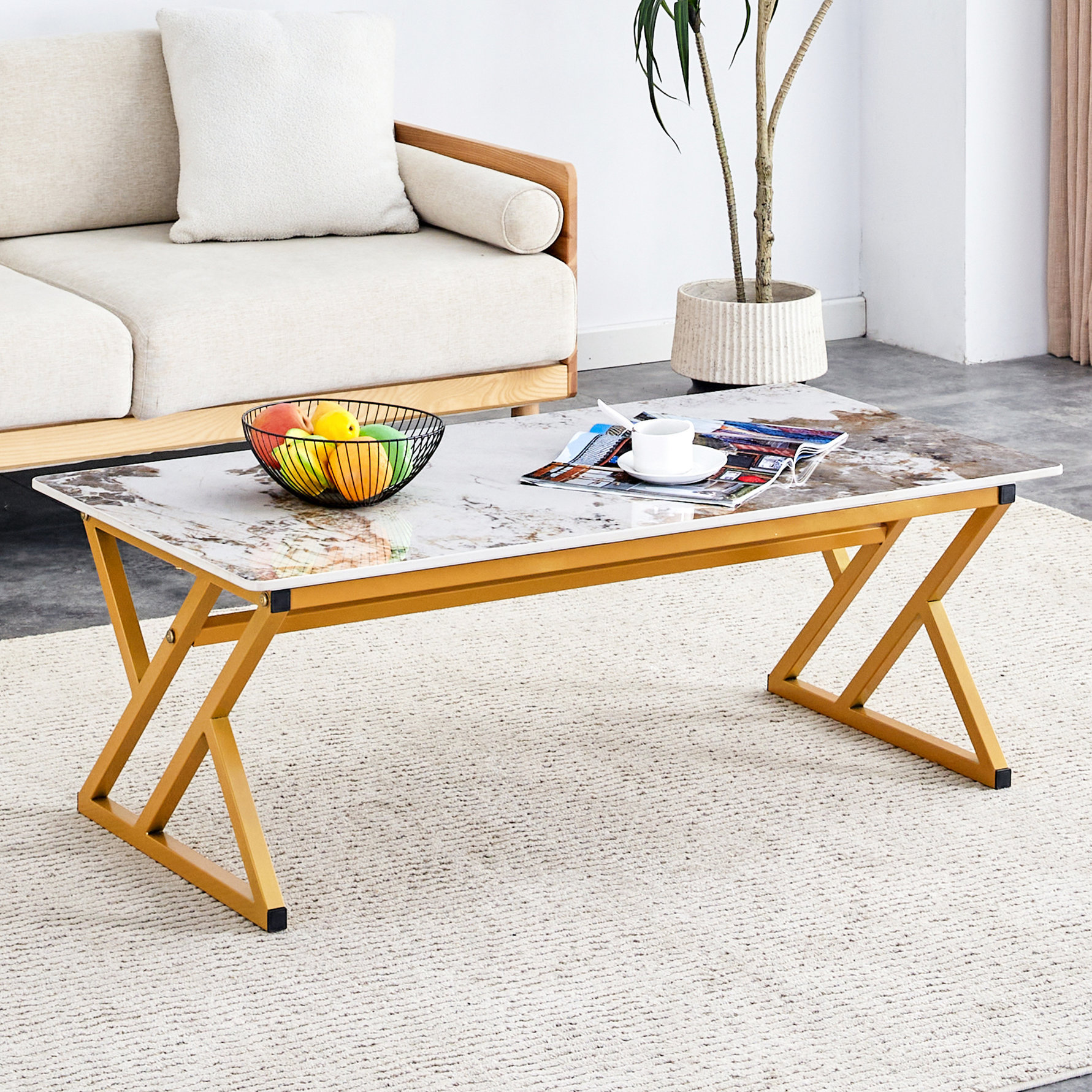 Mercer41 Modern Coffee Table With Hard Sintered Stone Surface And ...