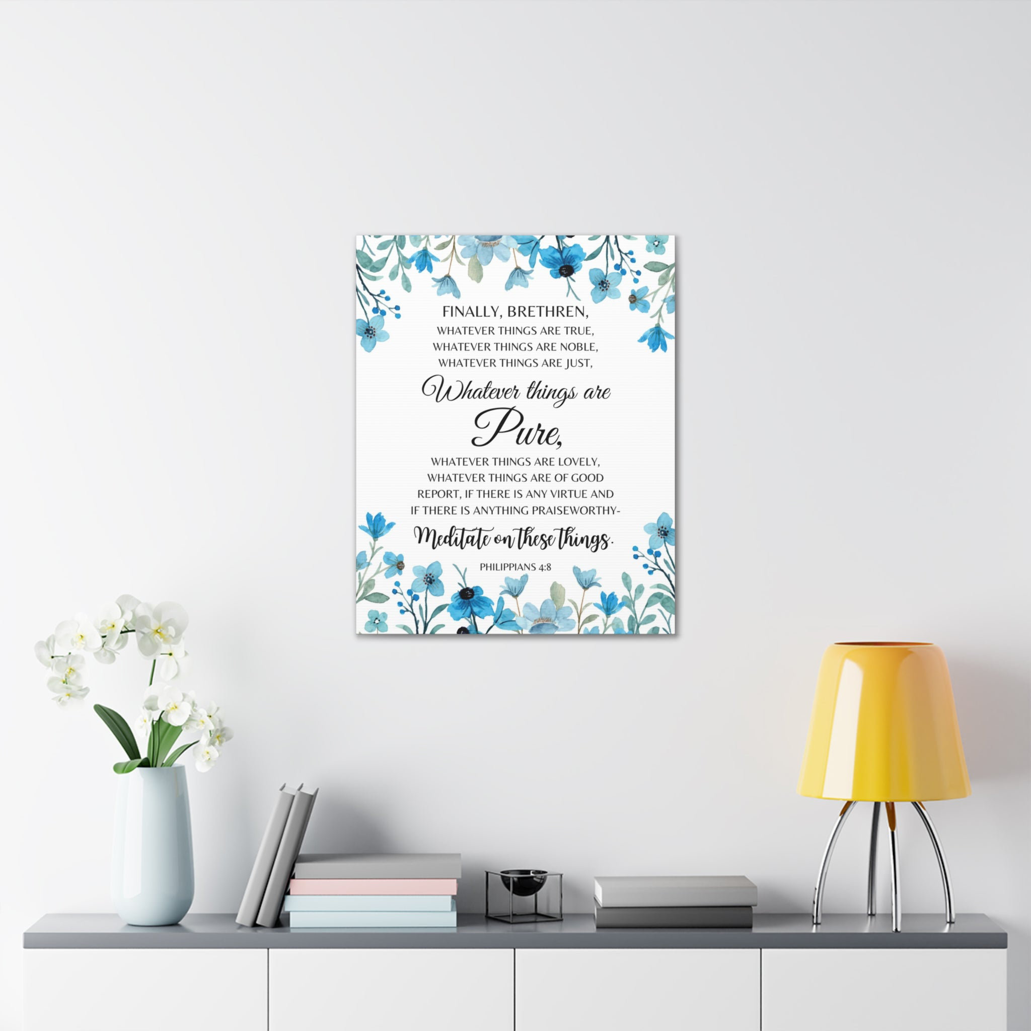 Trinx Philippians 4:8 Meditate on Pure Things Bible Verse Canvas ...