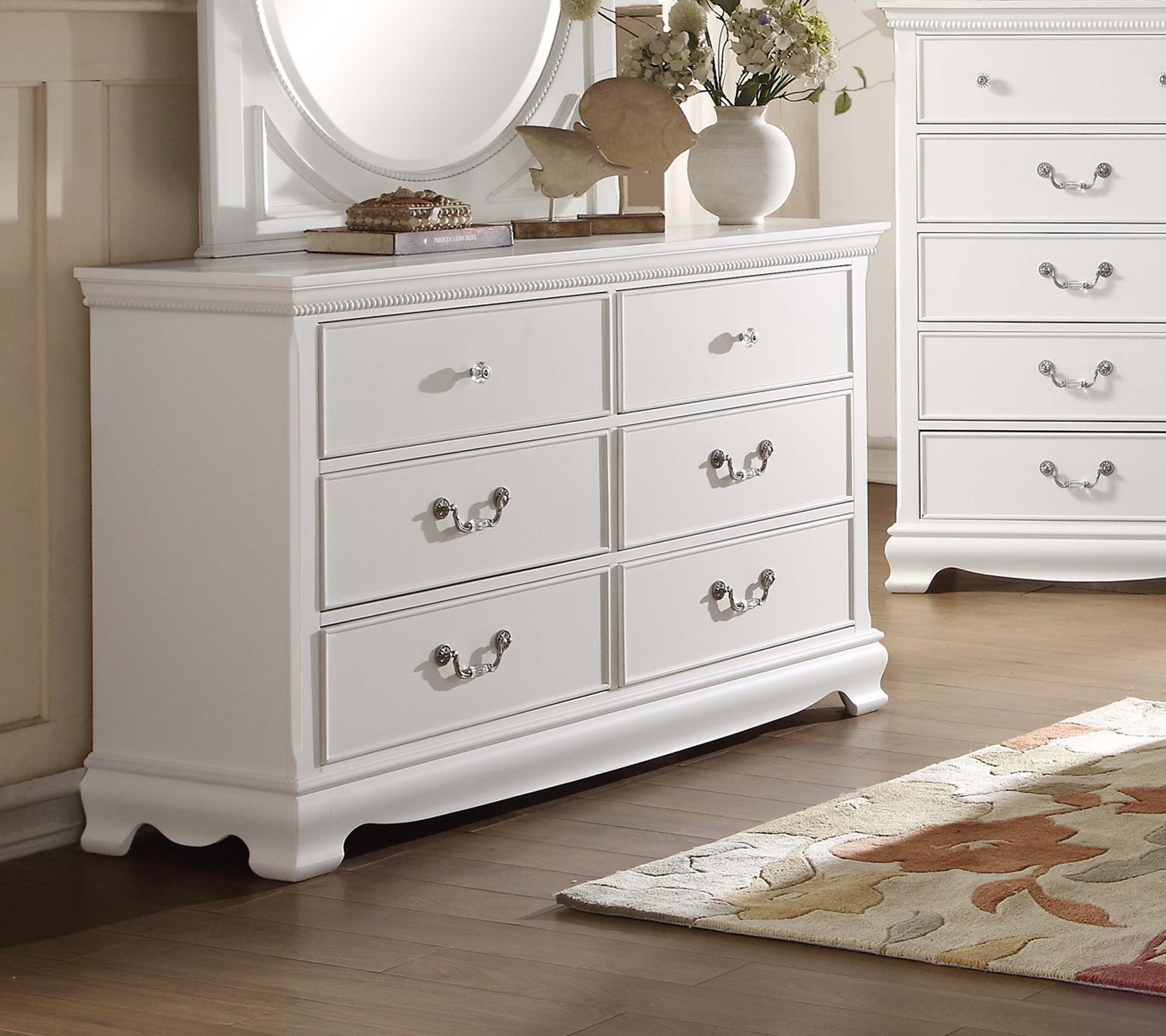 Canora Grey Classic Traditional Style Dresser of 6x Drawers White ...