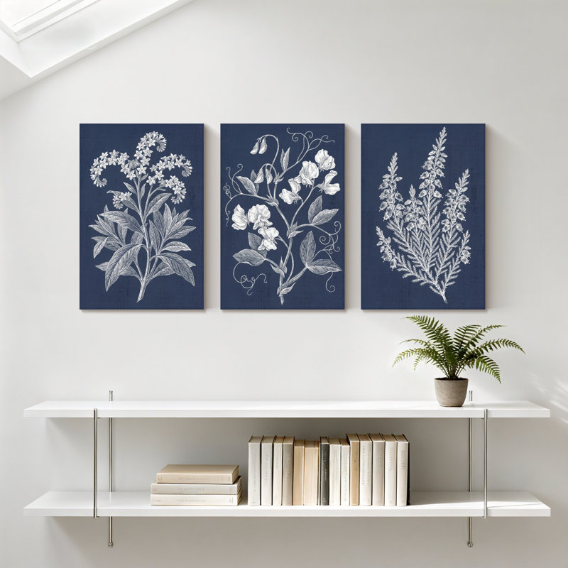 Winston Porter Plants &Flowers Floral Botanical Pattern Art Canvas ...