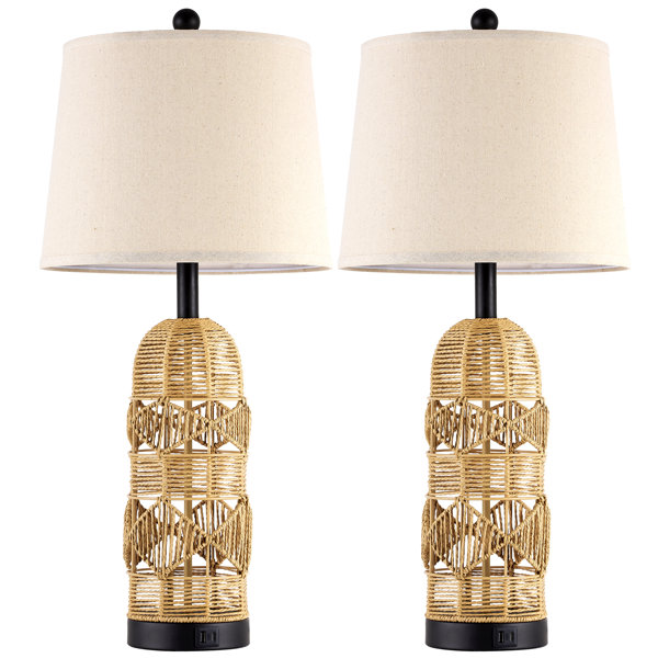 Bay Isle Home Alaija Wicker/Rattan USB Table Lamp | Wayfair