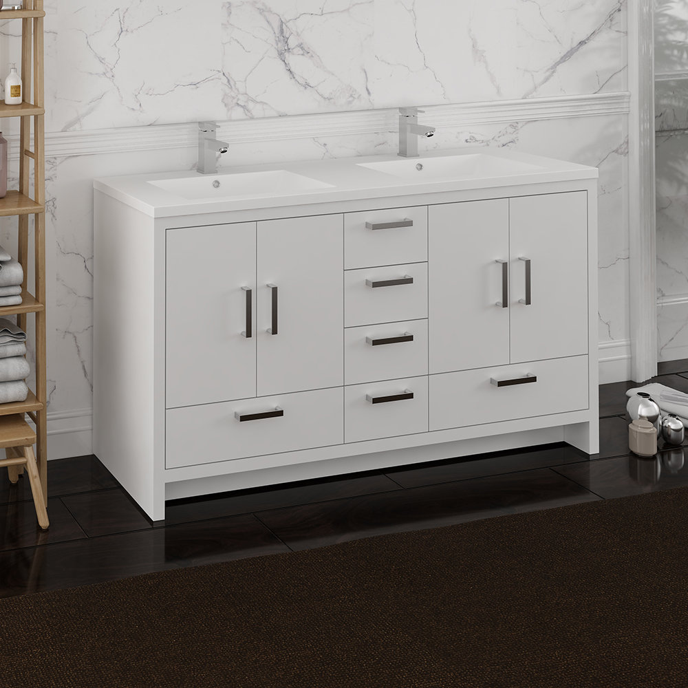 Fresca 60'' Free-standing Modern Double Bathroom Vanity with Acrylic ...