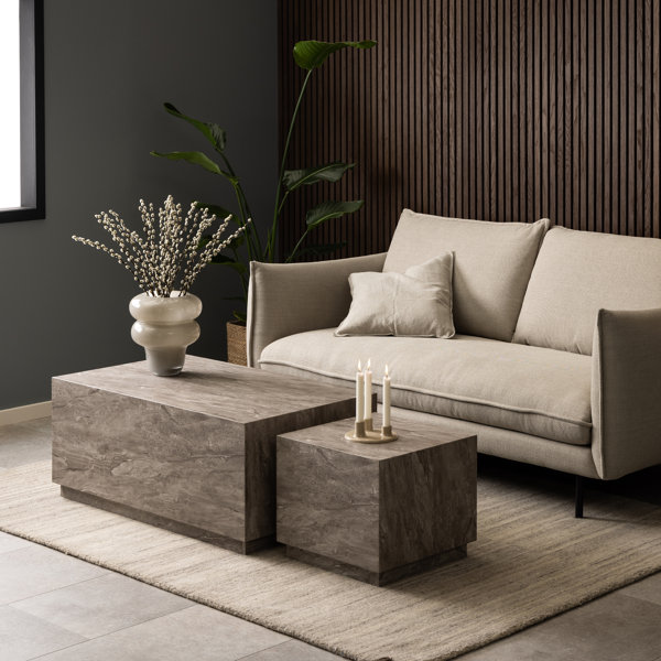 Ivy Bronx Dice Coffee Table Set in Grey Marble | Wayfair.co.uk