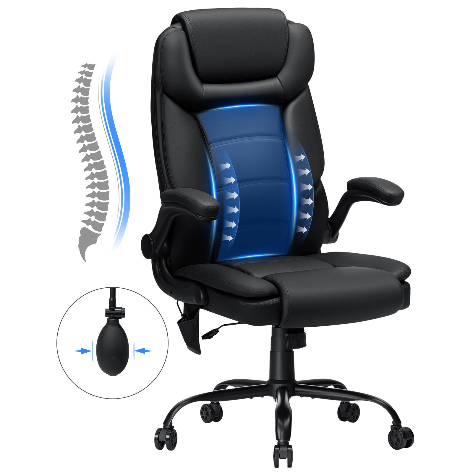 Latitude Run® Latitude Run Ergonomic Office Chair with Inflatable ...