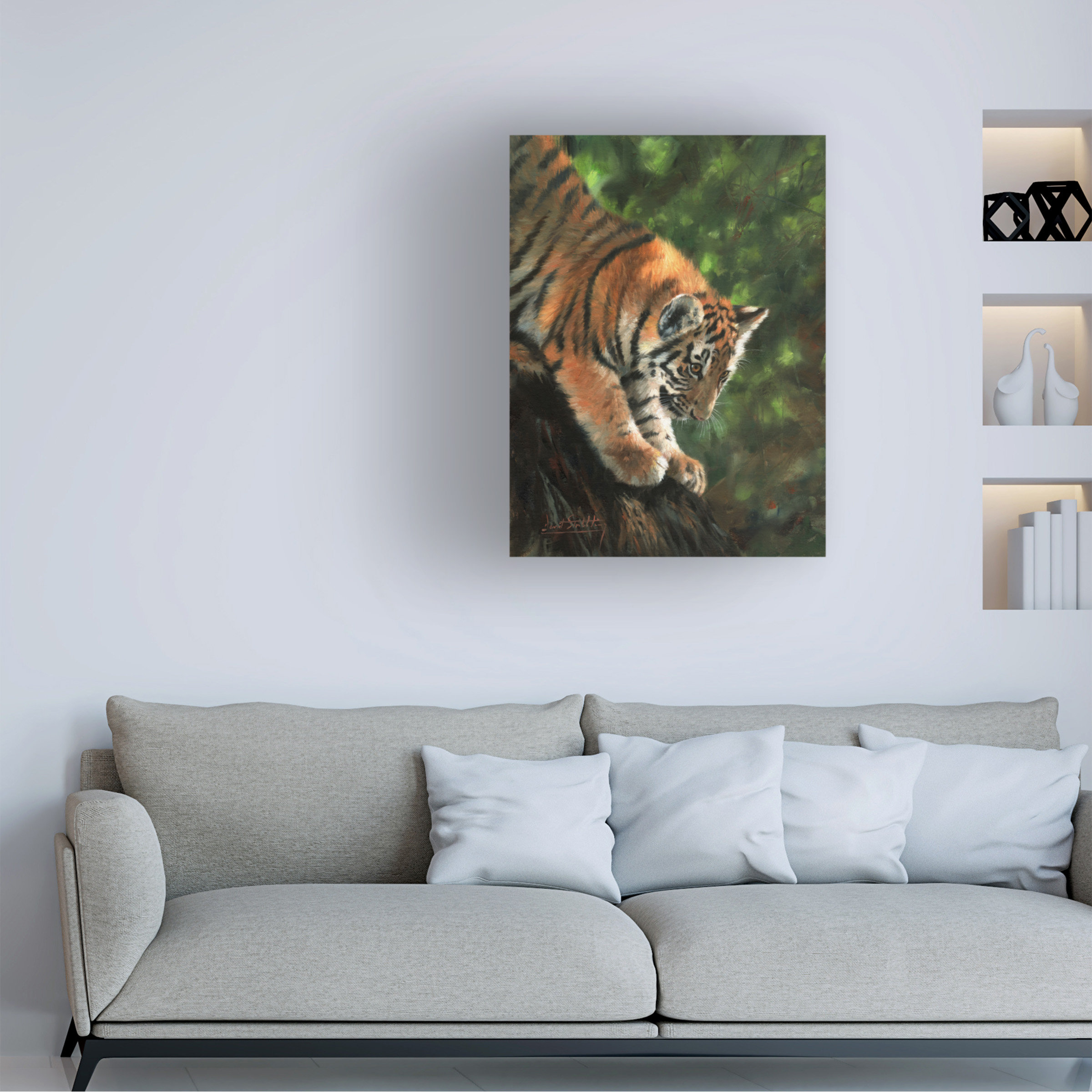 Winston Porter David Stribbling Tiger Cub Climbing Down Tree Canvas Art ...
