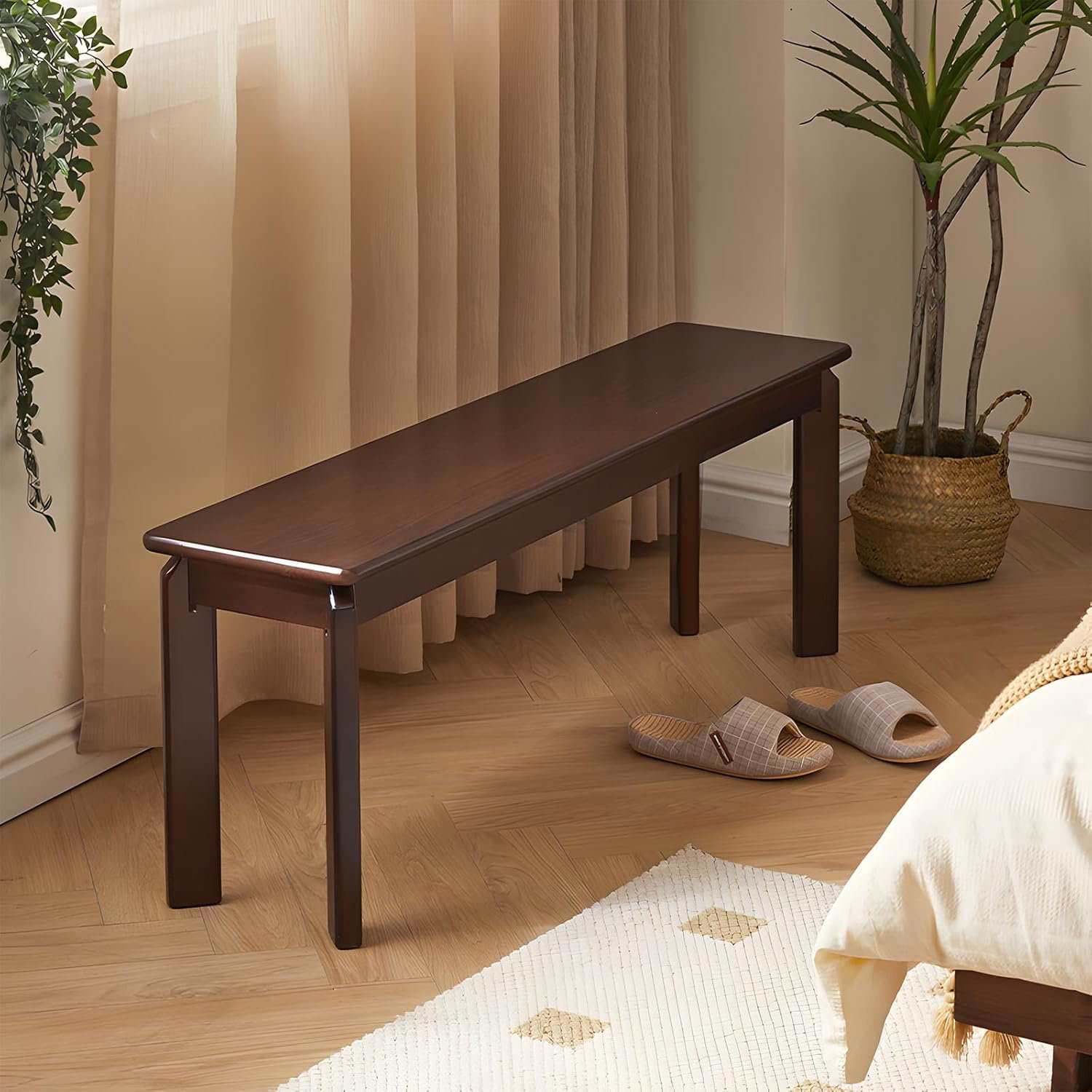 Lark Manor™ Dining Bench, Wood Bench With Wide Seat, Mid Century Modern ...