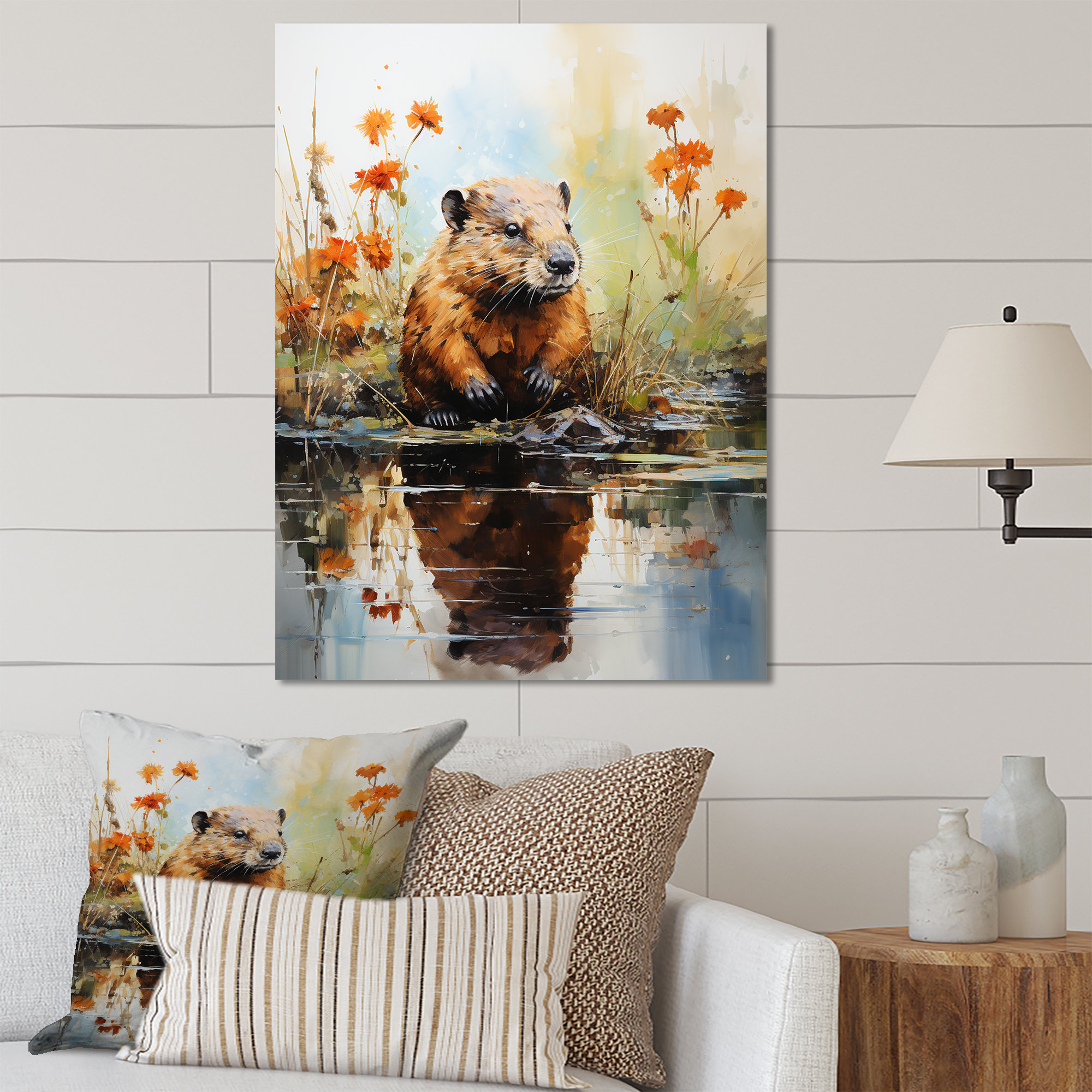 Lark Manor™ Beavers Pond Reflections Florals I - Beaver Metal Wall Art ...