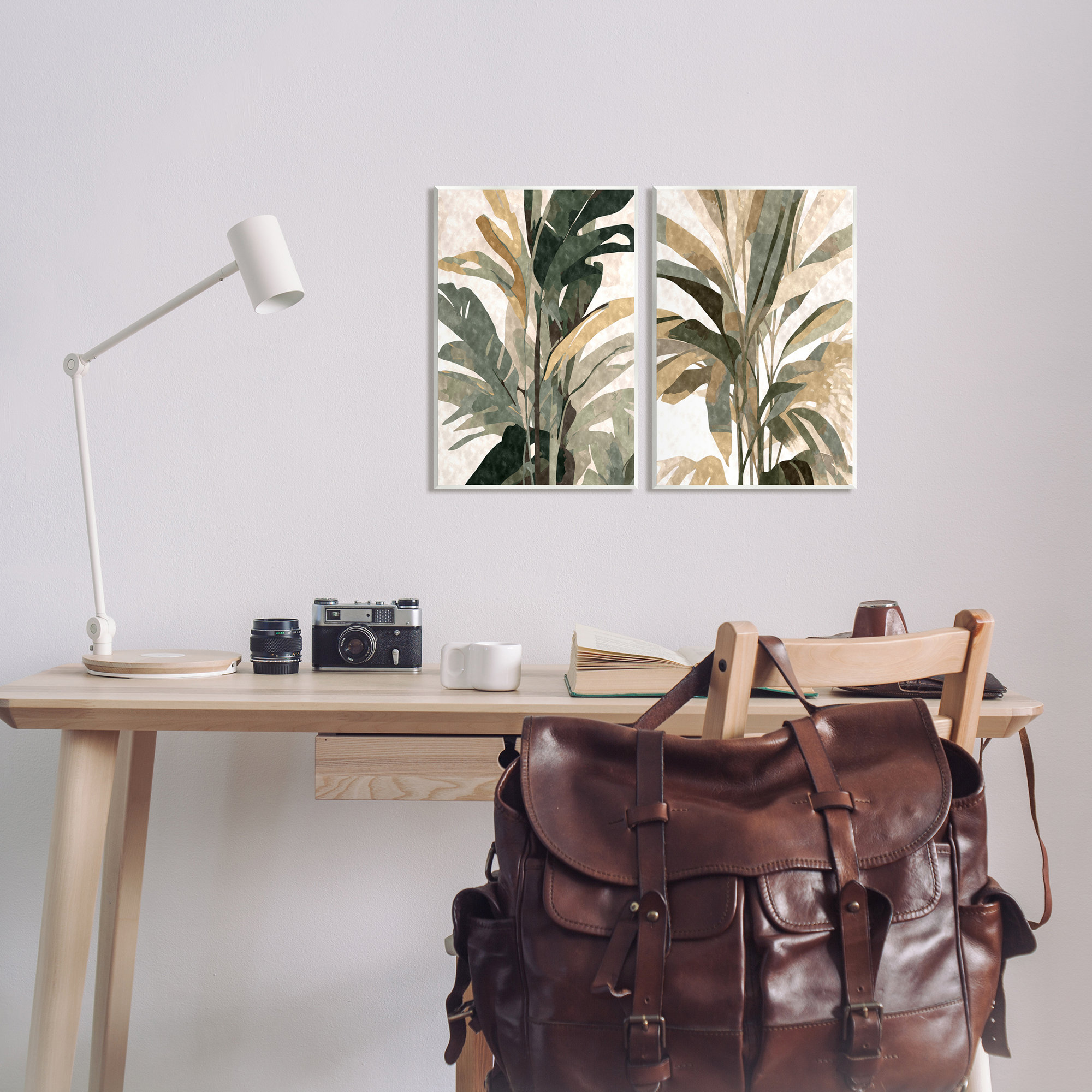 Stupell Industries Modern Palm Leaves On MDF 2 Pieces by Ziwei Li Print ...