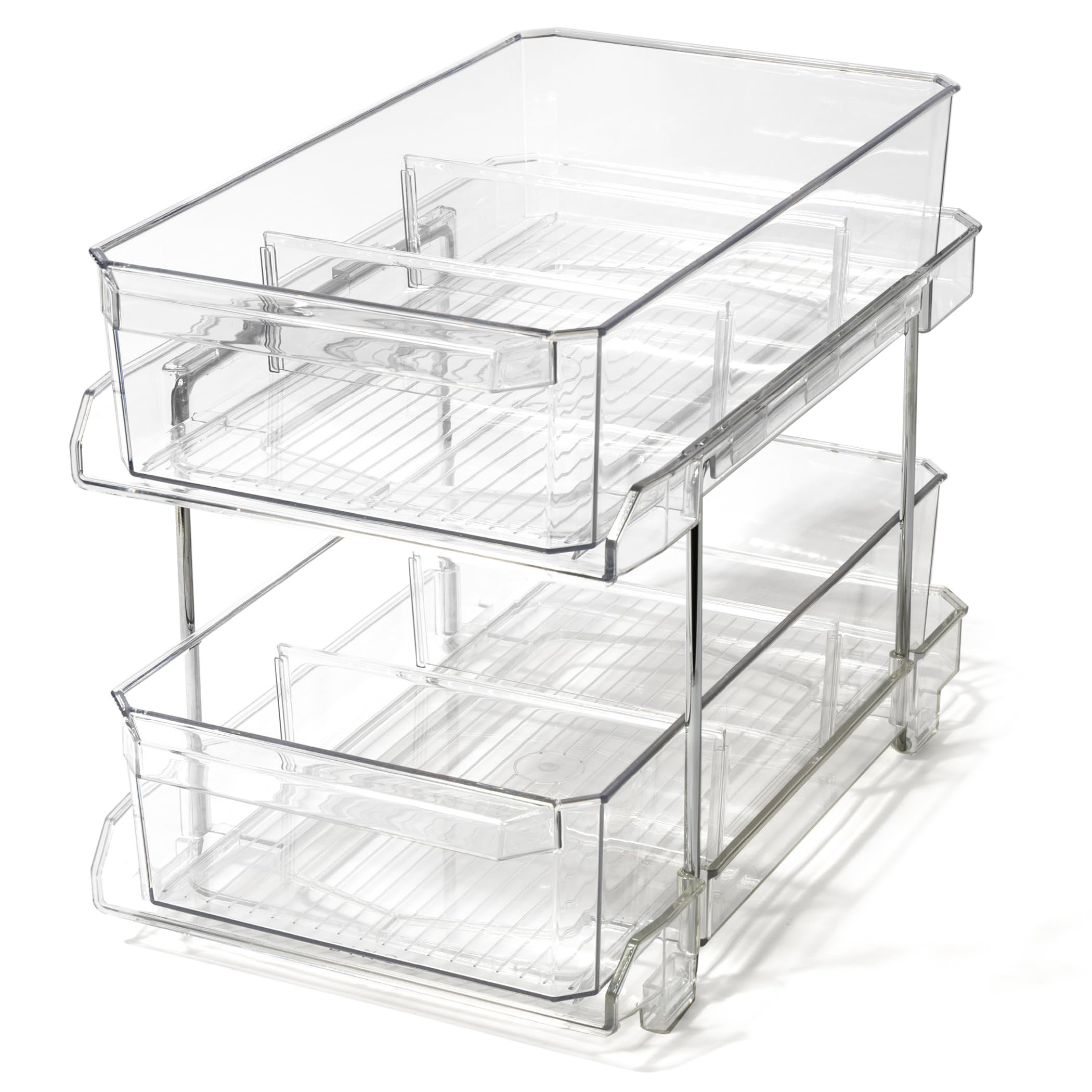 TUHOME FURNITURE LLC 2-Layer See-Through Bottom And Top Pull-Out Under ...