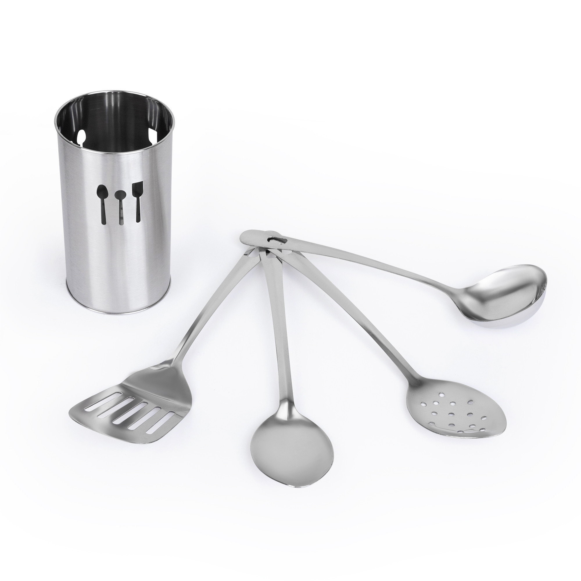 EuroHome 5 Pc Stainless Steel Cooking Utensil Set with Holder ...
