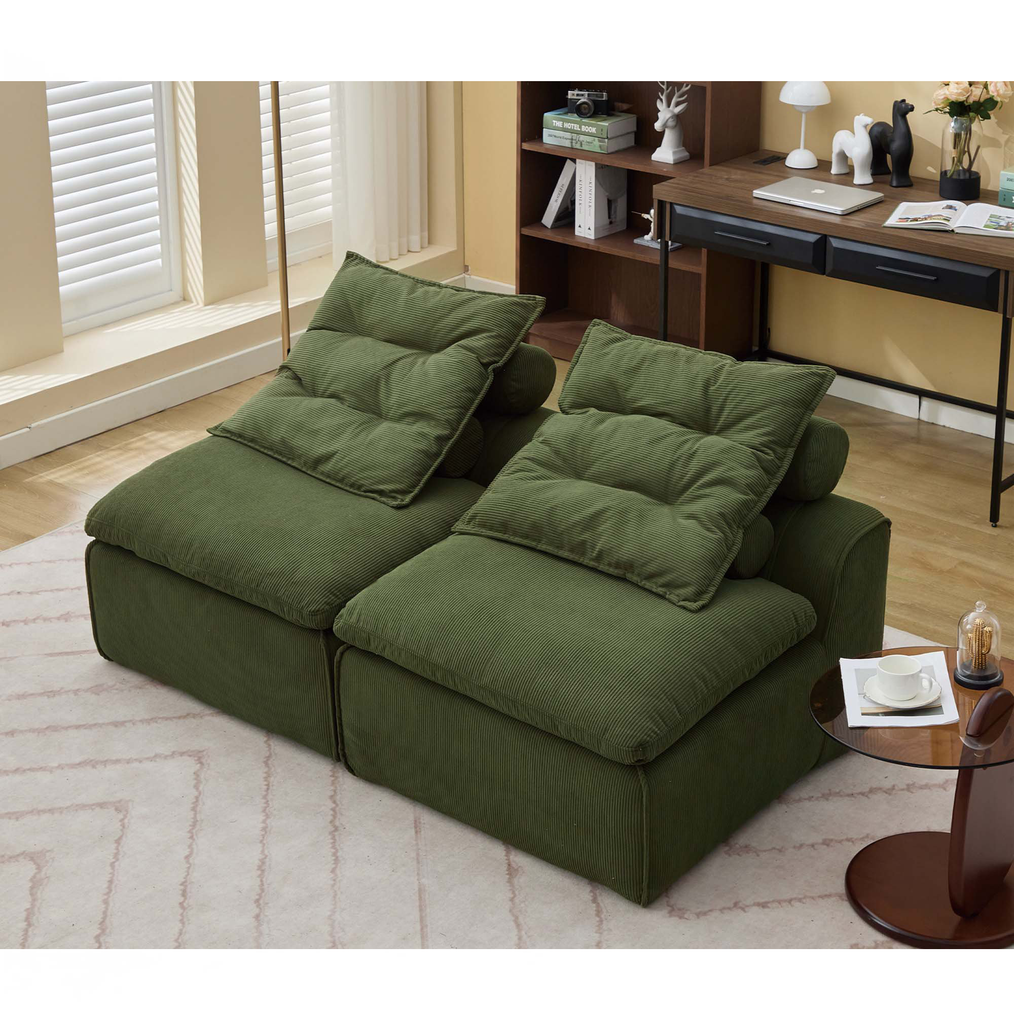 George Oliver 2 Seats Corduroy Modular Sofa - Wayfair Canada