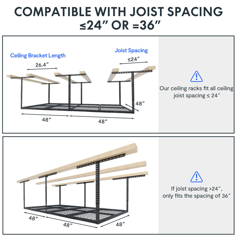 Rebrilliant Maryorie Ceiling Mounted Overhead Steel Garage Storage ...