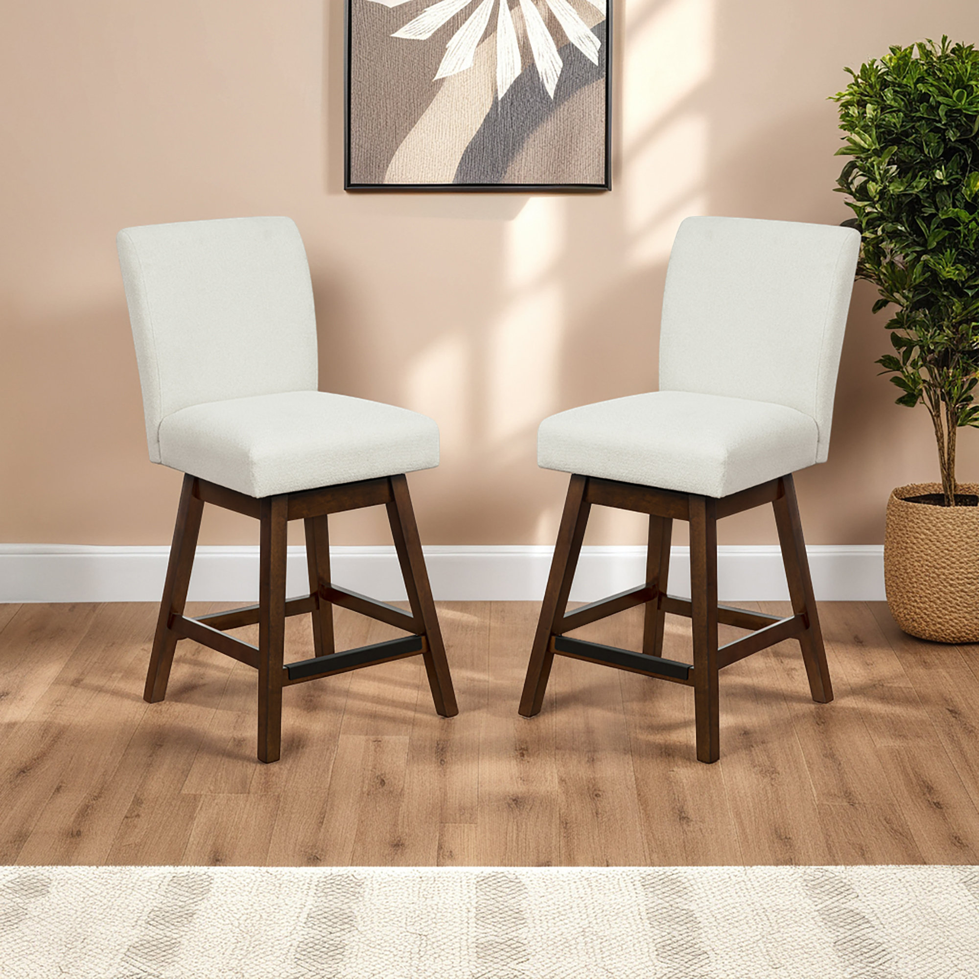 Red Barrel Studio® Cyrus Swivel Upholstered Barstool Set & Reviews ...