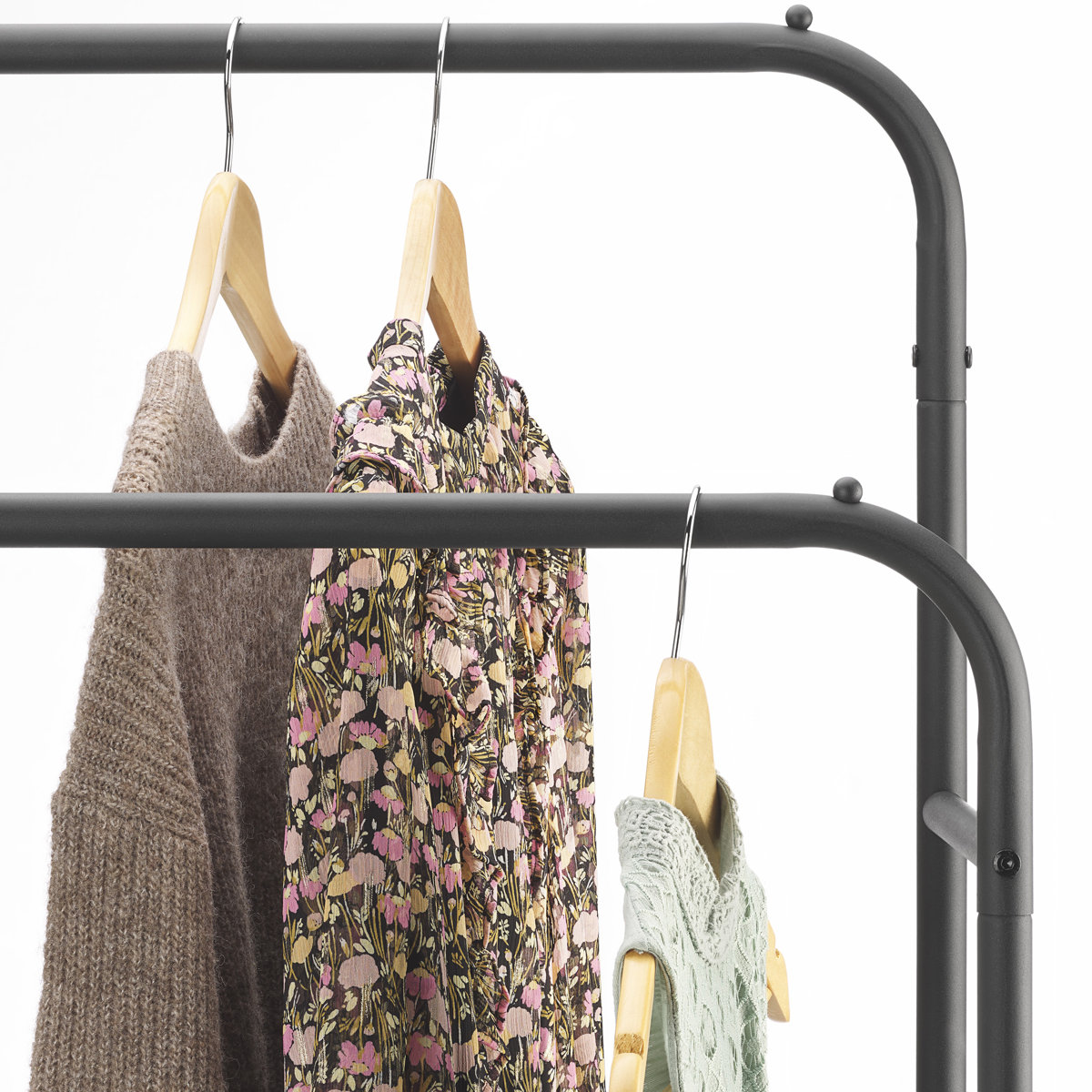 Whitmor All-Metal Double Rod Clothing Rack with Bottom Shelf - Matte ...