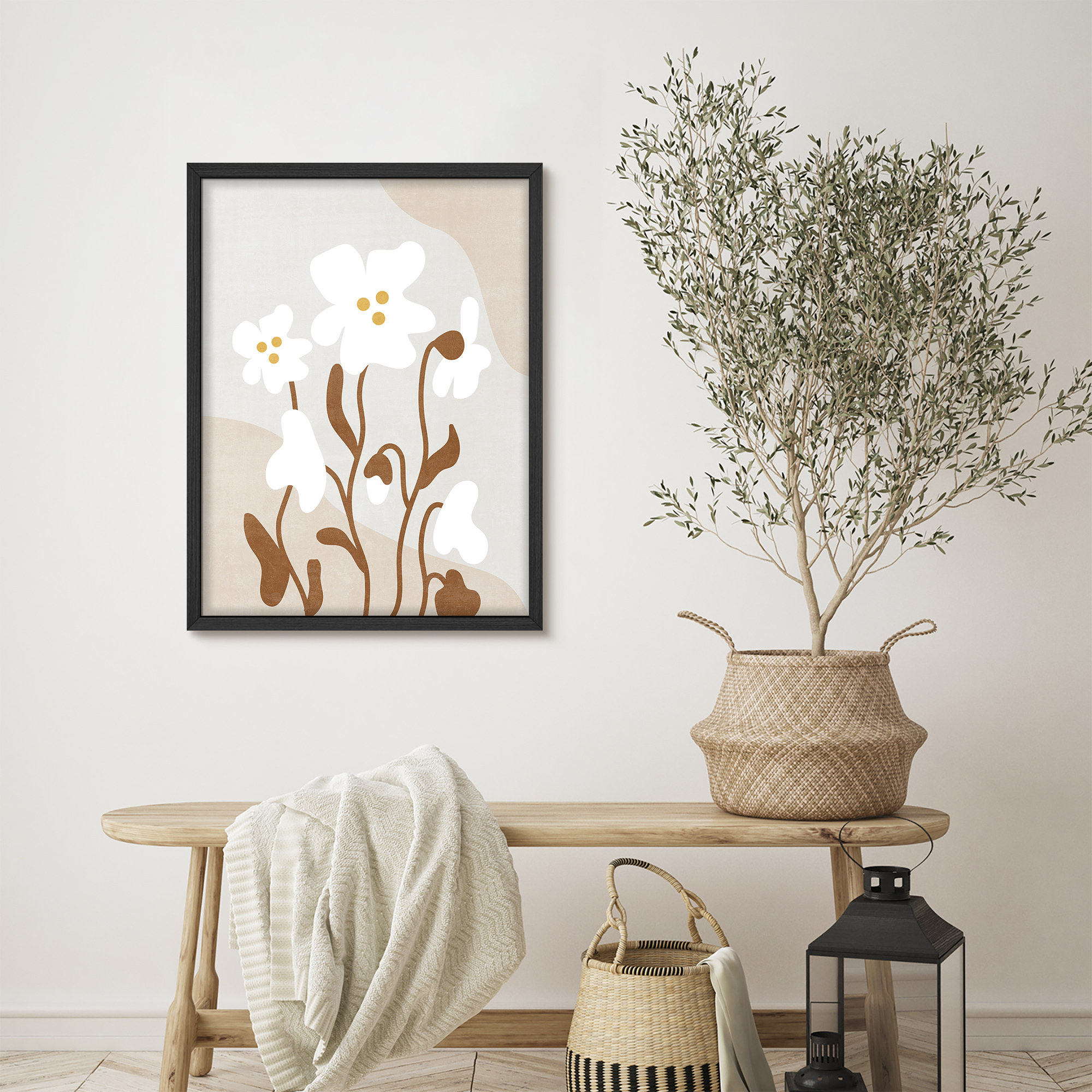 SIGNLEADER Muted Brown Abstract Floral French Country Style ...