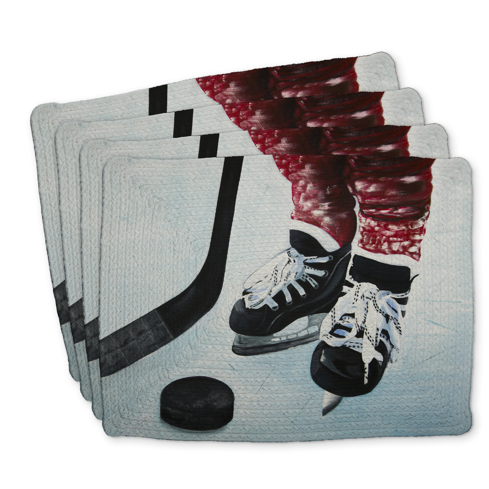 East Urban Home Young Hockey Player Braided Polyester Boltwood | Set of ...