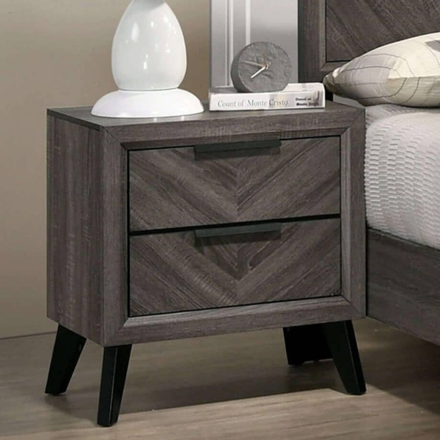 George Oliver Nightstand Bedroom Furniture Solid wood Chevron Pattern ...
