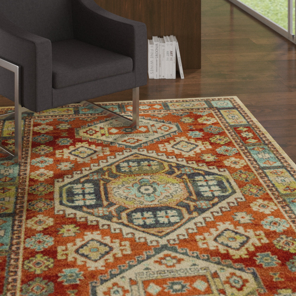 Langley Street® Bradyn Moroccan Tufted Red/Teal Area Rug | Wayfair