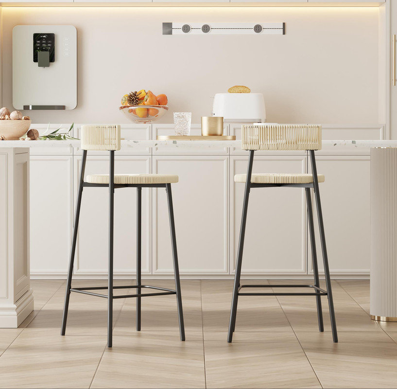 Hokku Designs Counter Stools Set of 2 Handwoven Paper Rope Bar Stools ...