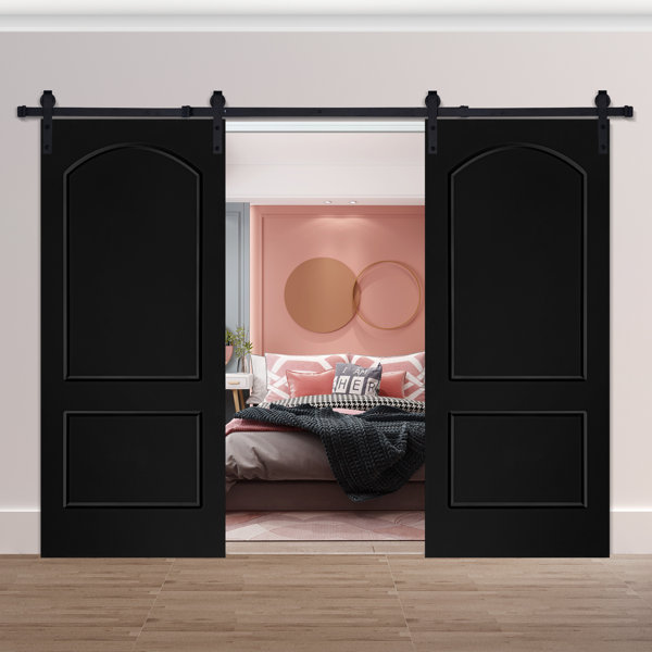 Daowoo TWO PANEL ROMAN Designed MDF Panel Black Painted Double Sliding ...