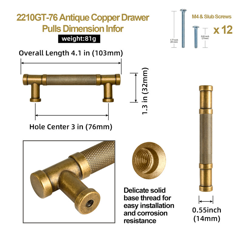 MECANS Retro Knurled Non-Slip Handle Multipack | Wayfair