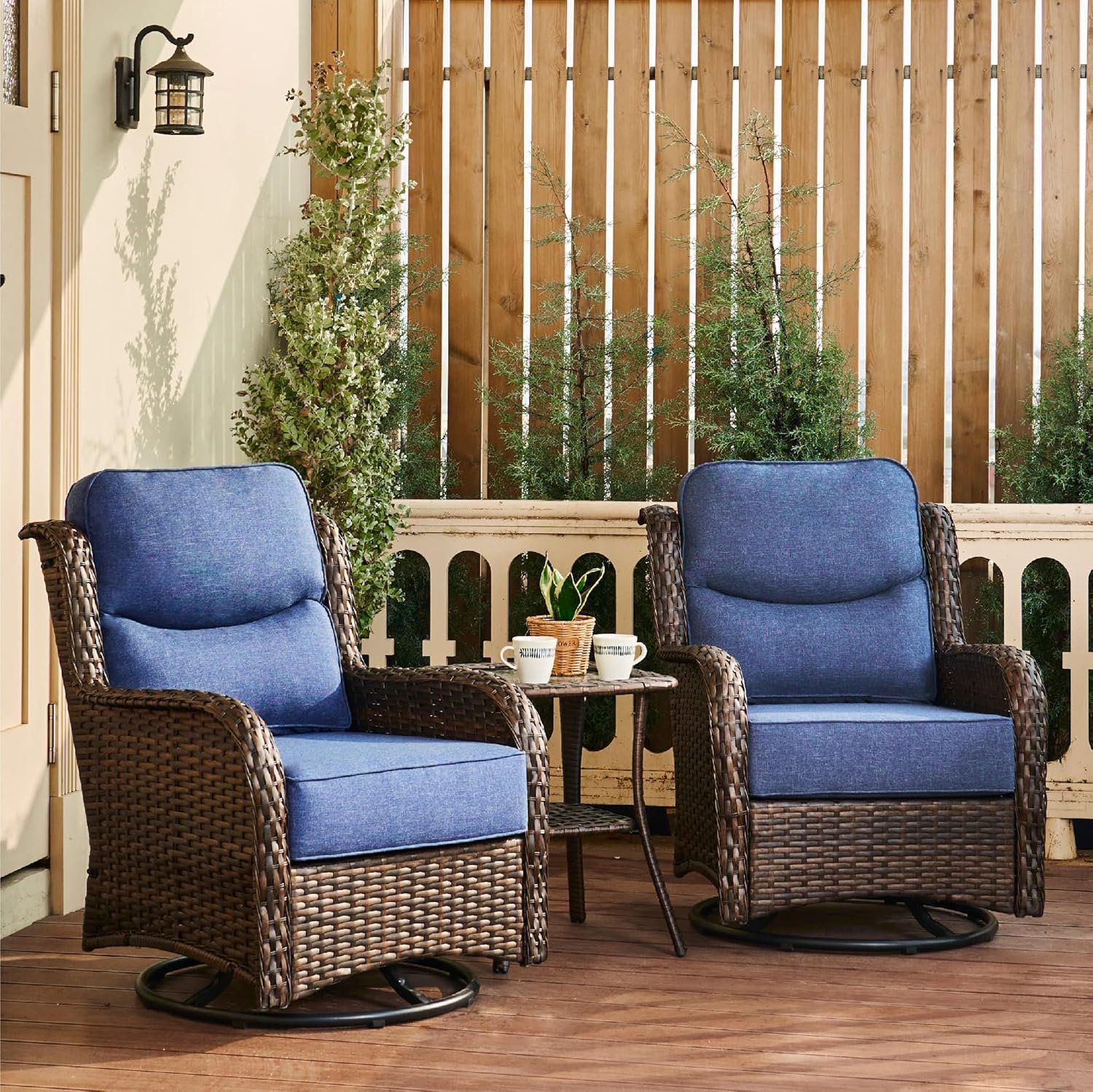 Wildon Home® Luxury Outdoor Swivel Rocker Patio Chairs Of 2 With 6 Inch ...