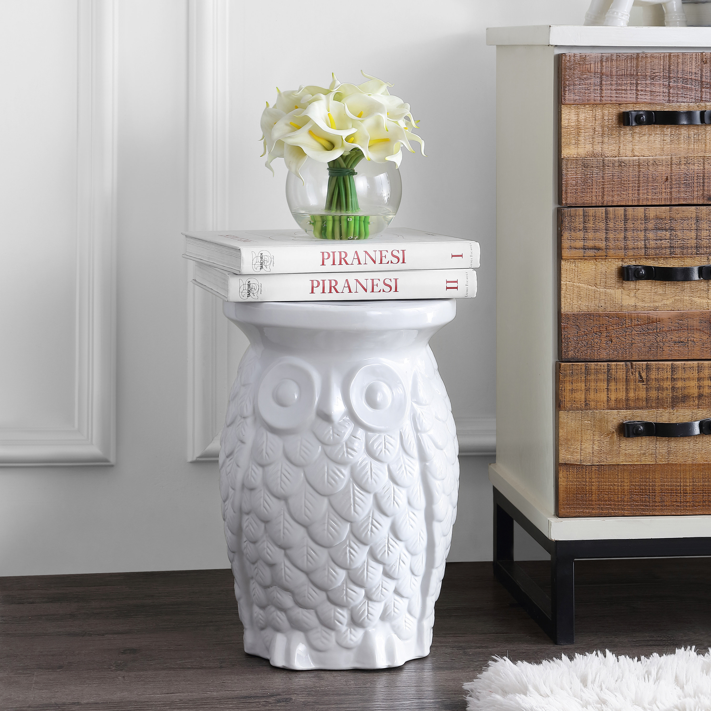 Millwood Pines Middlet Owl Ceramic Garden Stool & Reviews | Wayfair