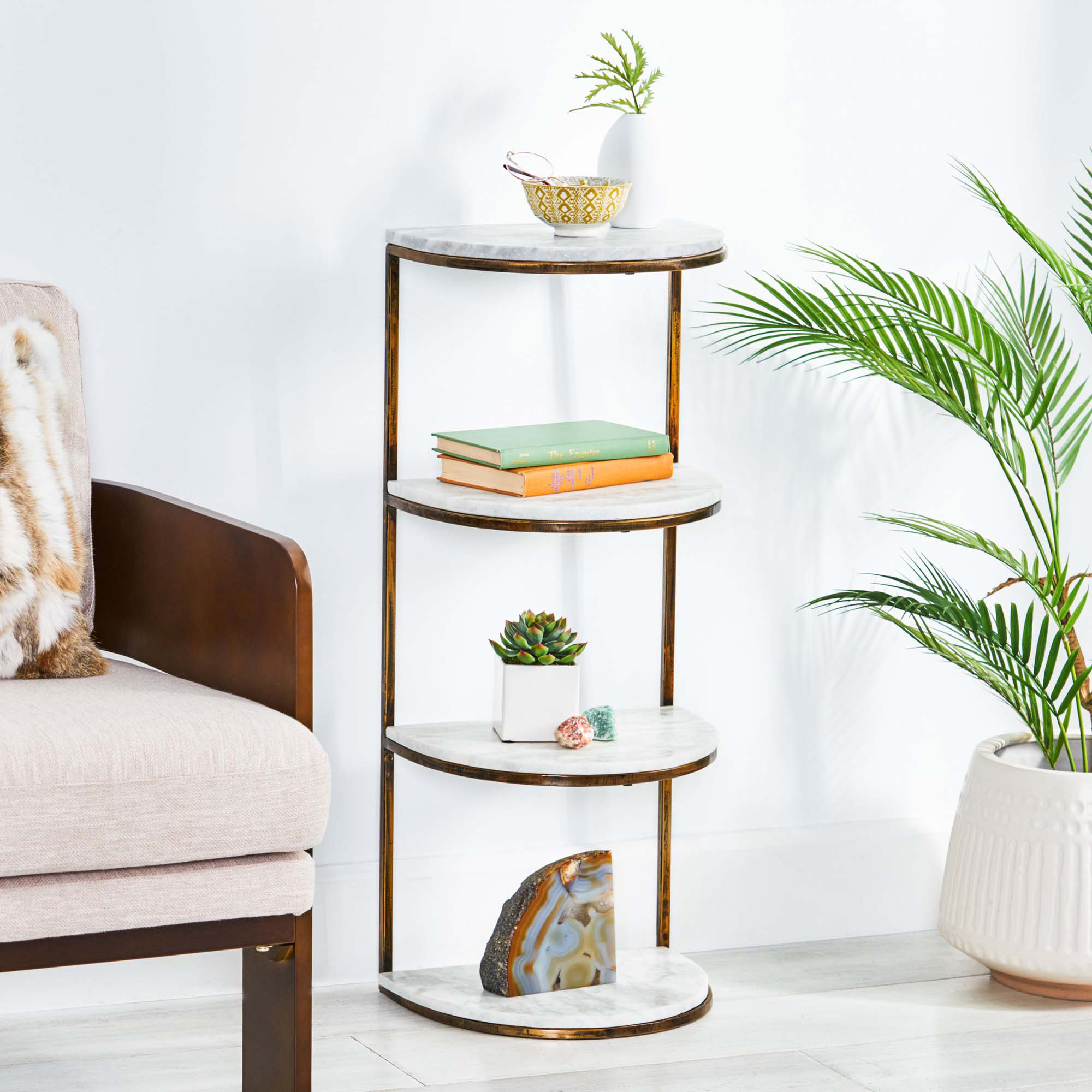 Latitude Run® Laurece 4-Tier Modern Half Round Design Bookcase with ...