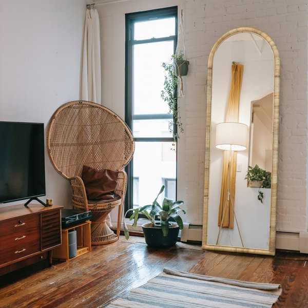 Bay Isle Home™ Elize Arch Rattan Full Length Mirror, 63'' x 20'' Full ...