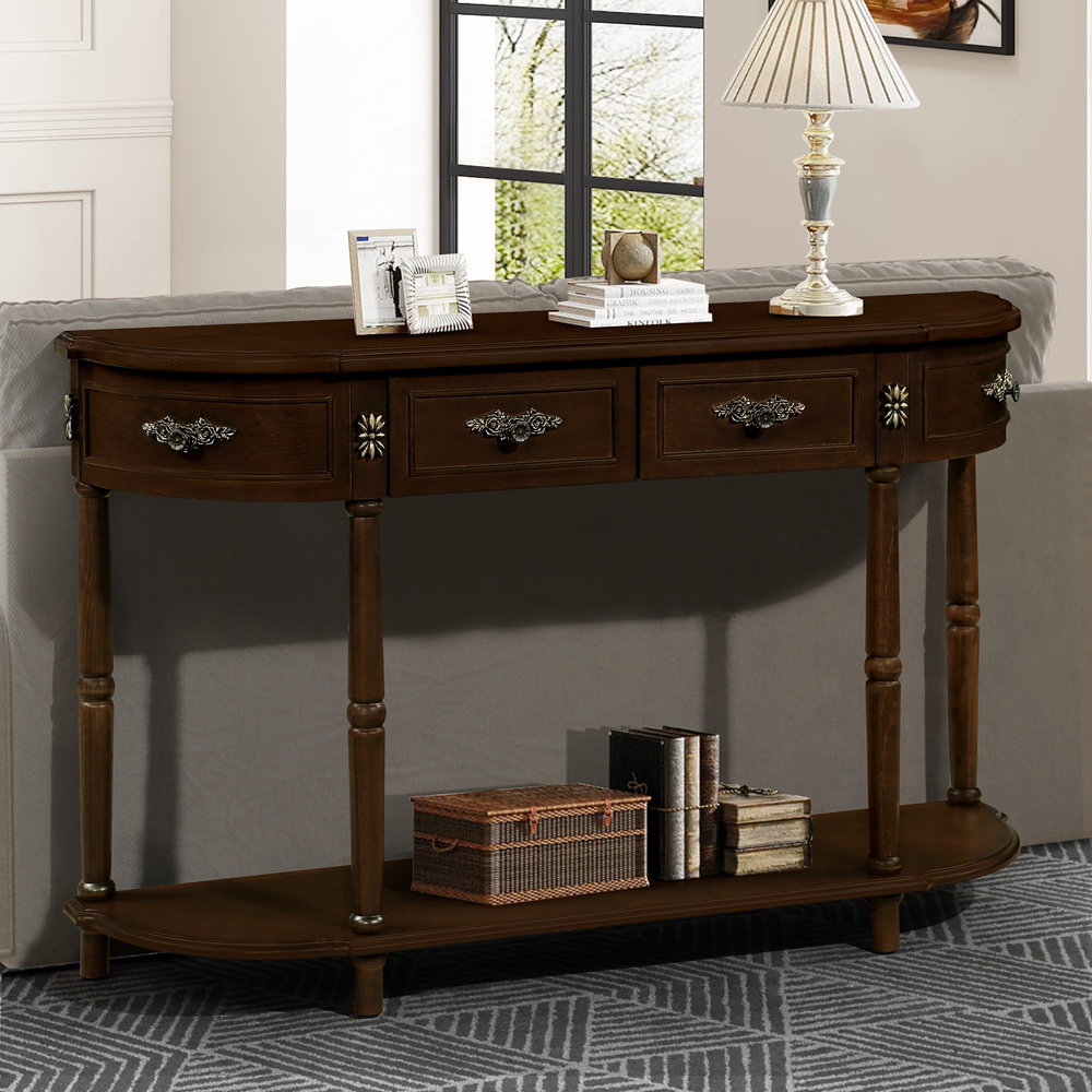 Red Barrel Studio® Retro Curved Wood Jazzabelle Table, 52 Inch Circular ...