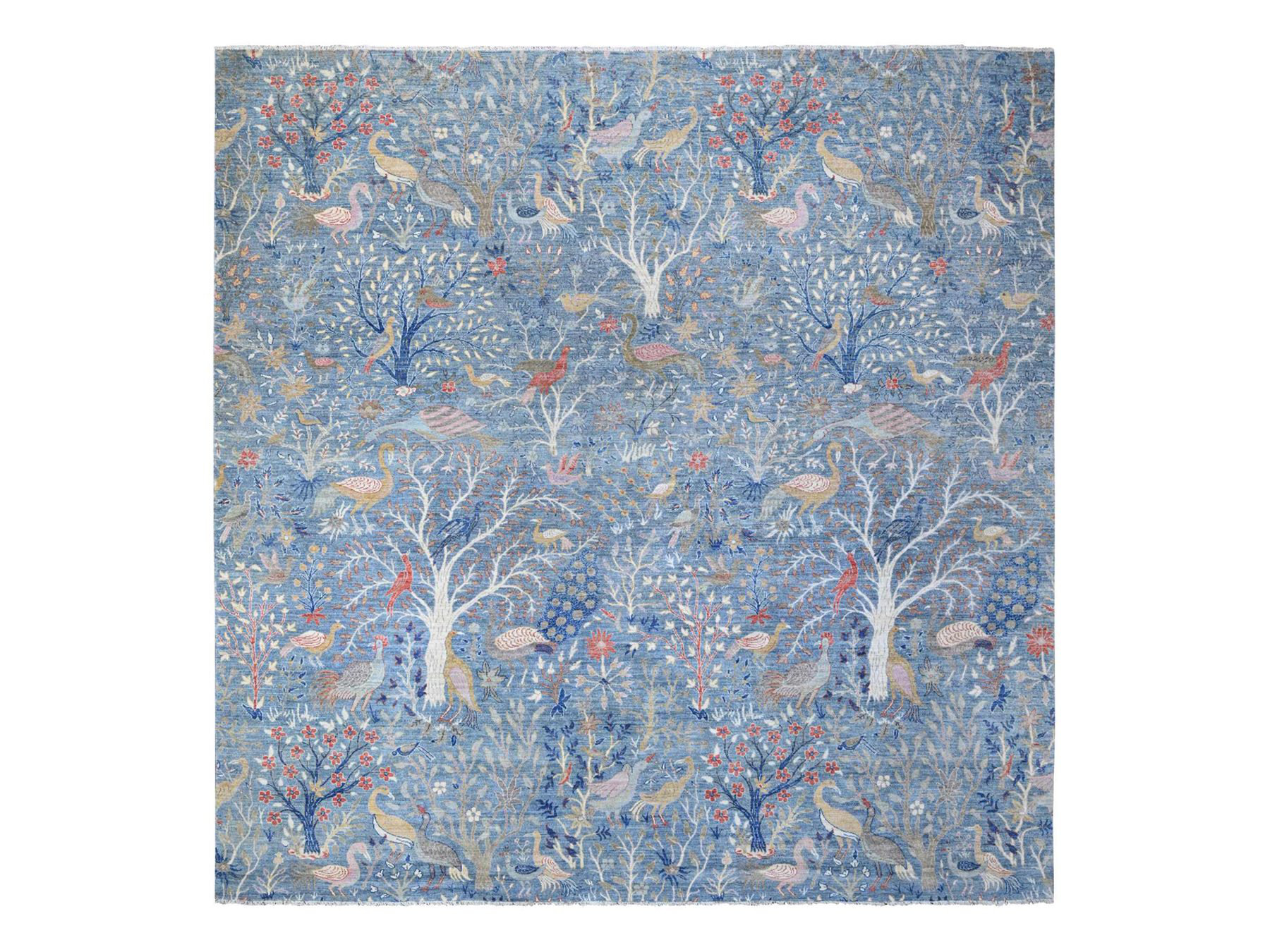 Bloomsbury Market 12'x12' Blue Afghan Peshawar Birds Paradise Wool Hand ...