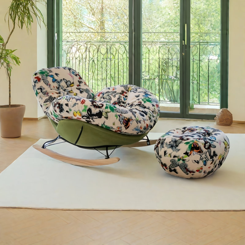 VIBORZ Modern Upholstered Rocking Chair with Ottoman | Wayfair