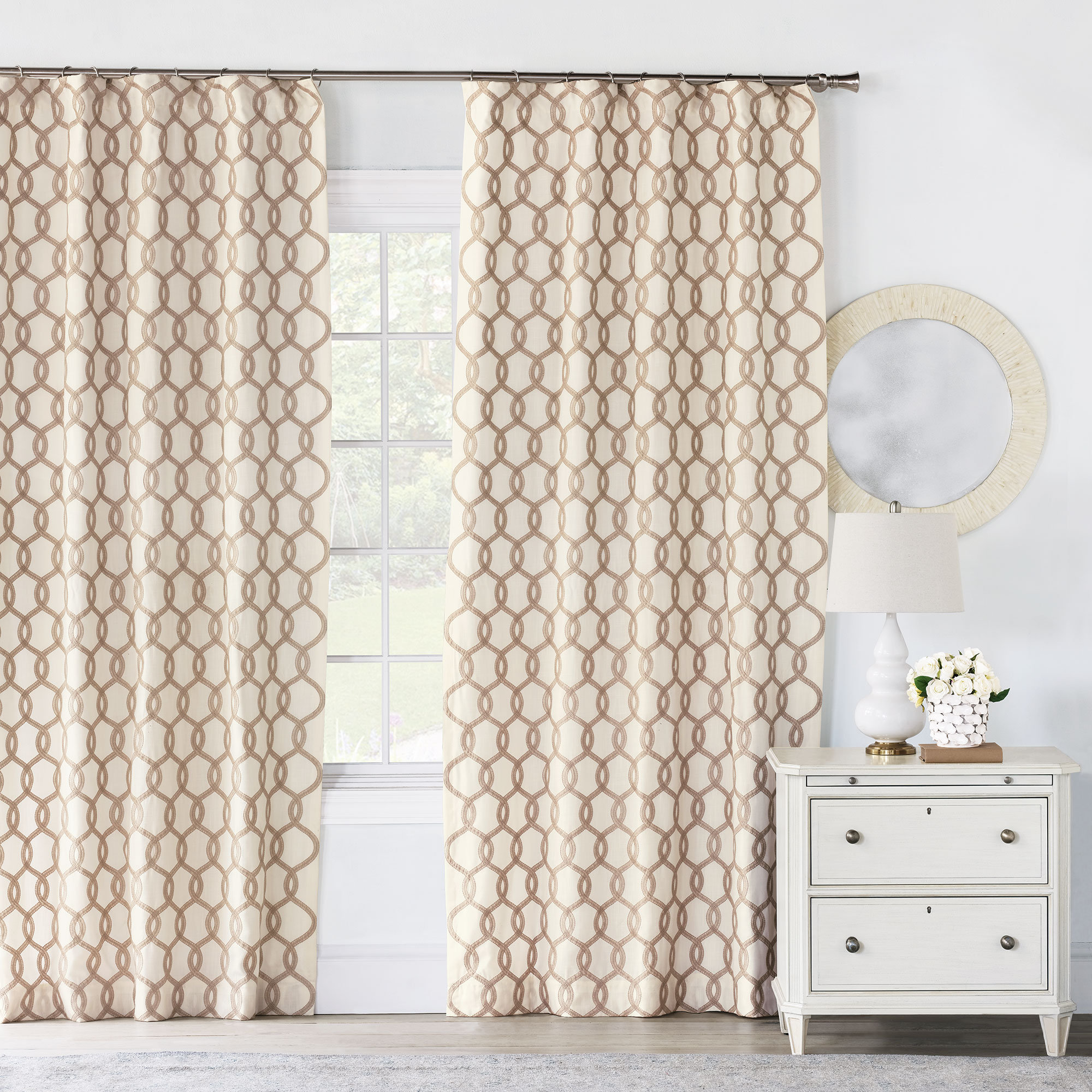 Eastern Accents Gresham Geometric Room Darkening Pinch Pleat Single ...