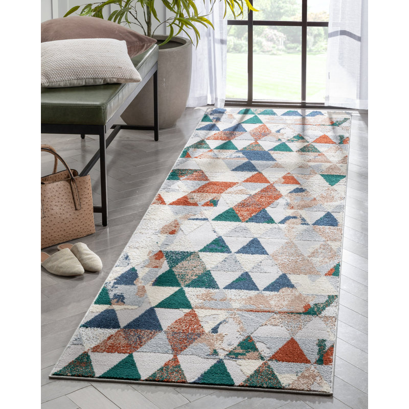 Well Woven Leona Geometric Power Loom Grey/Blue/Green/Pink Area Rug ...