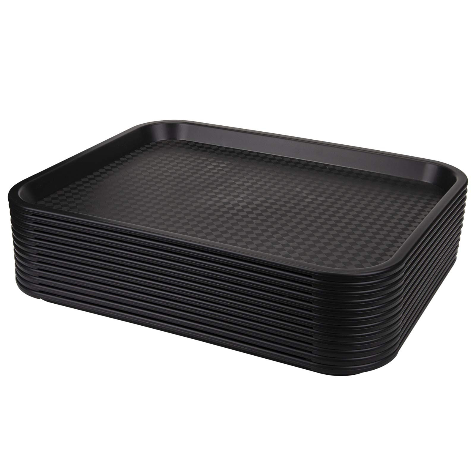 Latitude Run® 12 Pack Fast Food Trays, Cafeteria Plastic Trays, Black ...